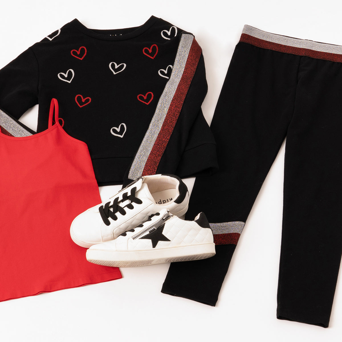 KIDPIK Girls Hearts Glow Outfit Set, 4-Piece, Size 16 – Kidpik