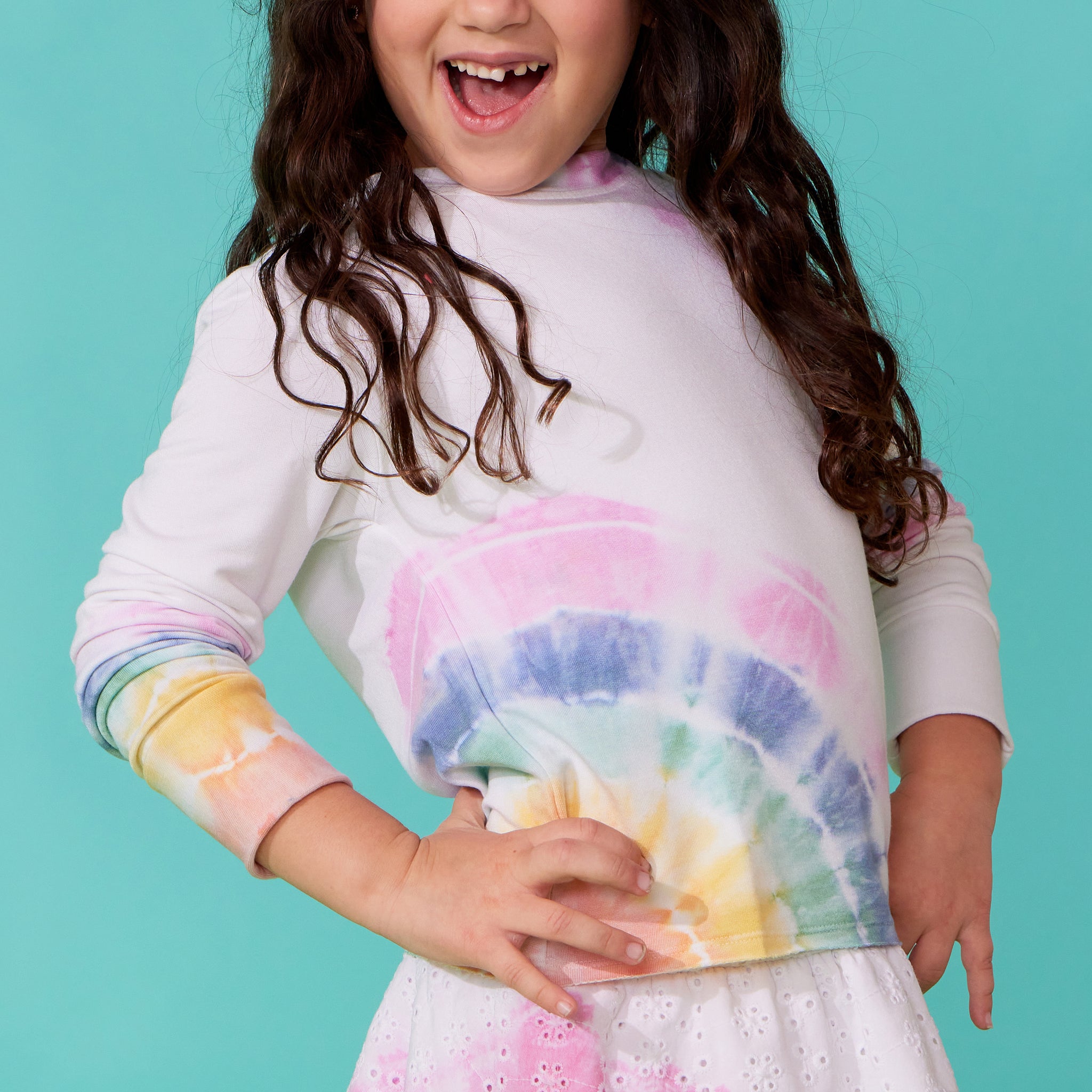 KIDPIK Girls Long Sleeve Tie Dye Crewneck Sweatshirt, Size: 2T - L (12 ...