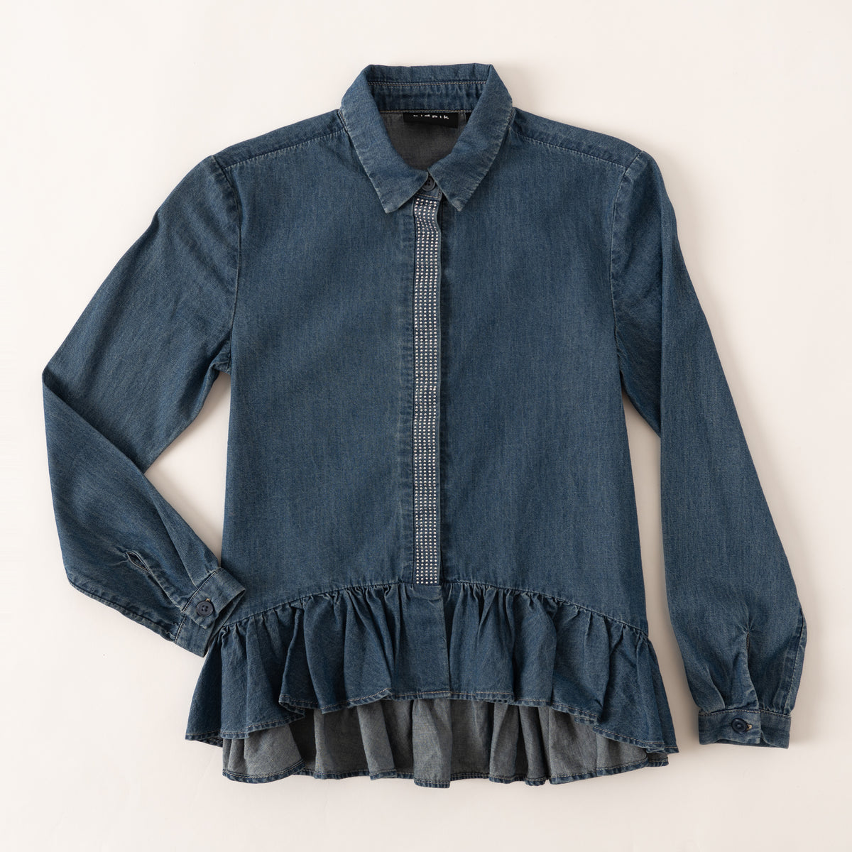 KIDPIK Girls Denim Shirt Long Sleeve Rhinestones, Size: XXS (4) - XL ...