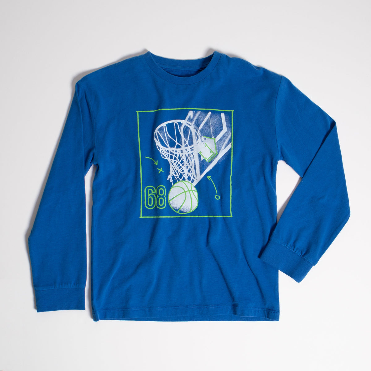 KIDPIK Boys Long Sleeve Basketball Hoop Graphic T-Shirt, Size: 2T - XXS ...