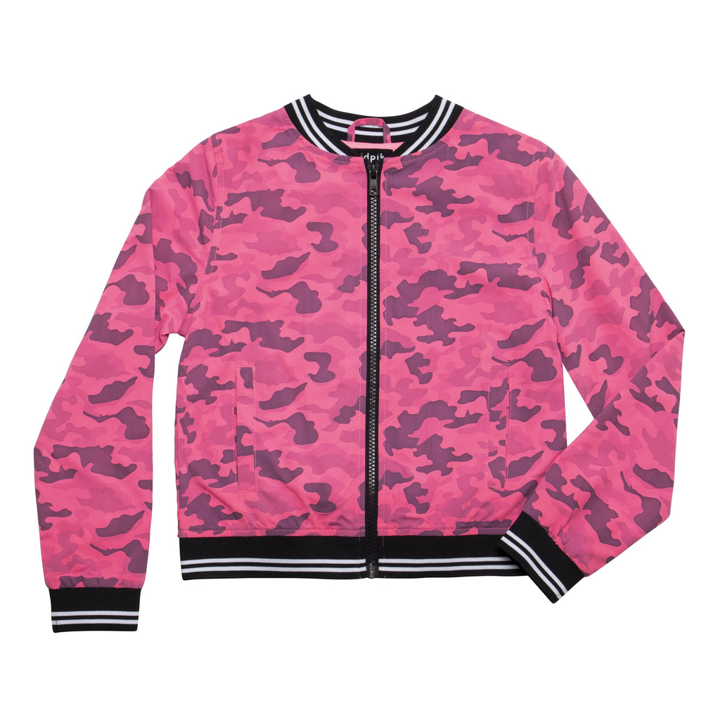 KIDPIK Girls Long Sleeve Pink Camouflaged Athletics Track Baseball ...