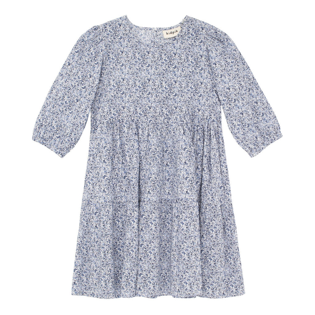 KIDPIK Girls 3/4 Sleeve Ditsy Blue Floral Peasant Dress, Size 2 – Kidpik