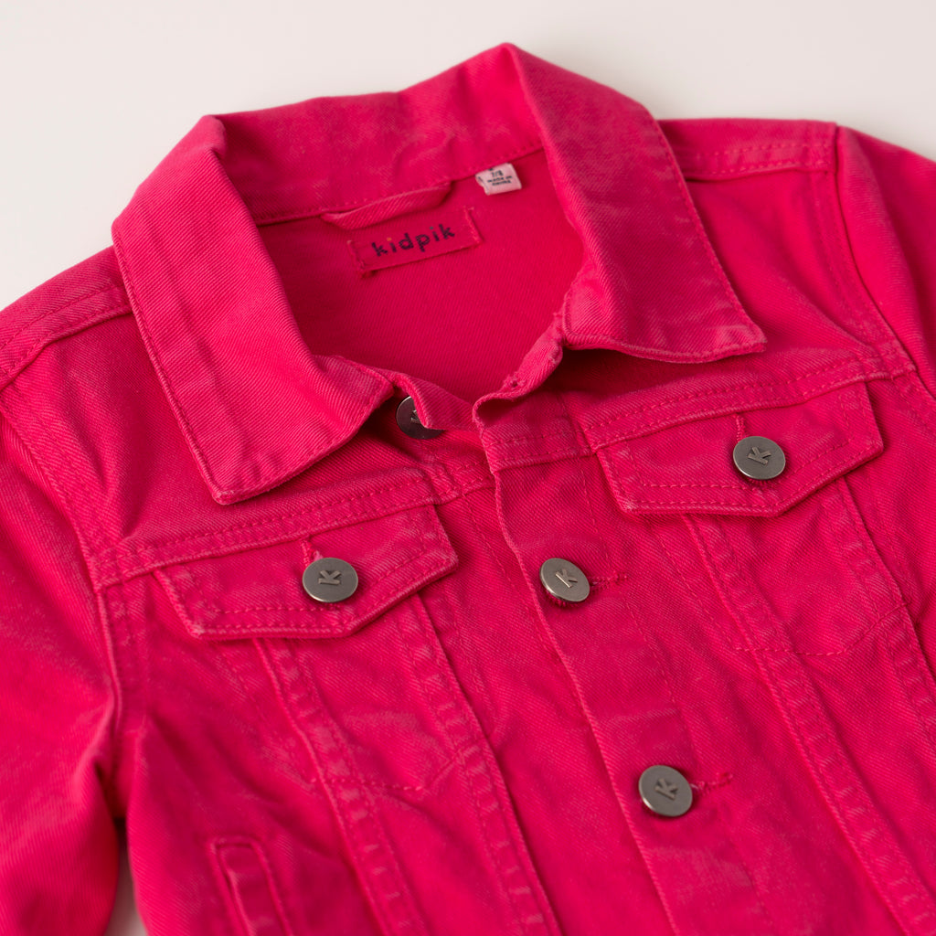 KIDPIK Girls Long Sleeve Colored Denim Jean Jacket, Size: 12 Months ...